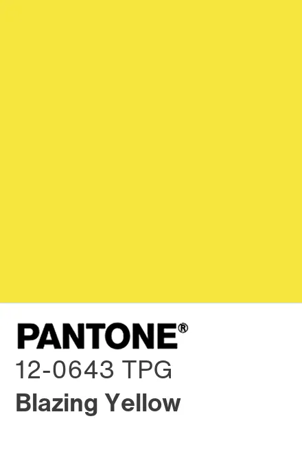 PANTONE 12-0643 TPG Blazing Yellow - Pantone色号库|Pantone潘通中国官网