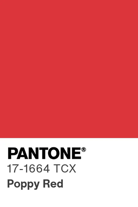 PANTONE 17-1664 TCX Poppy Red - Pantone色号库|Pantone潘通中国官网